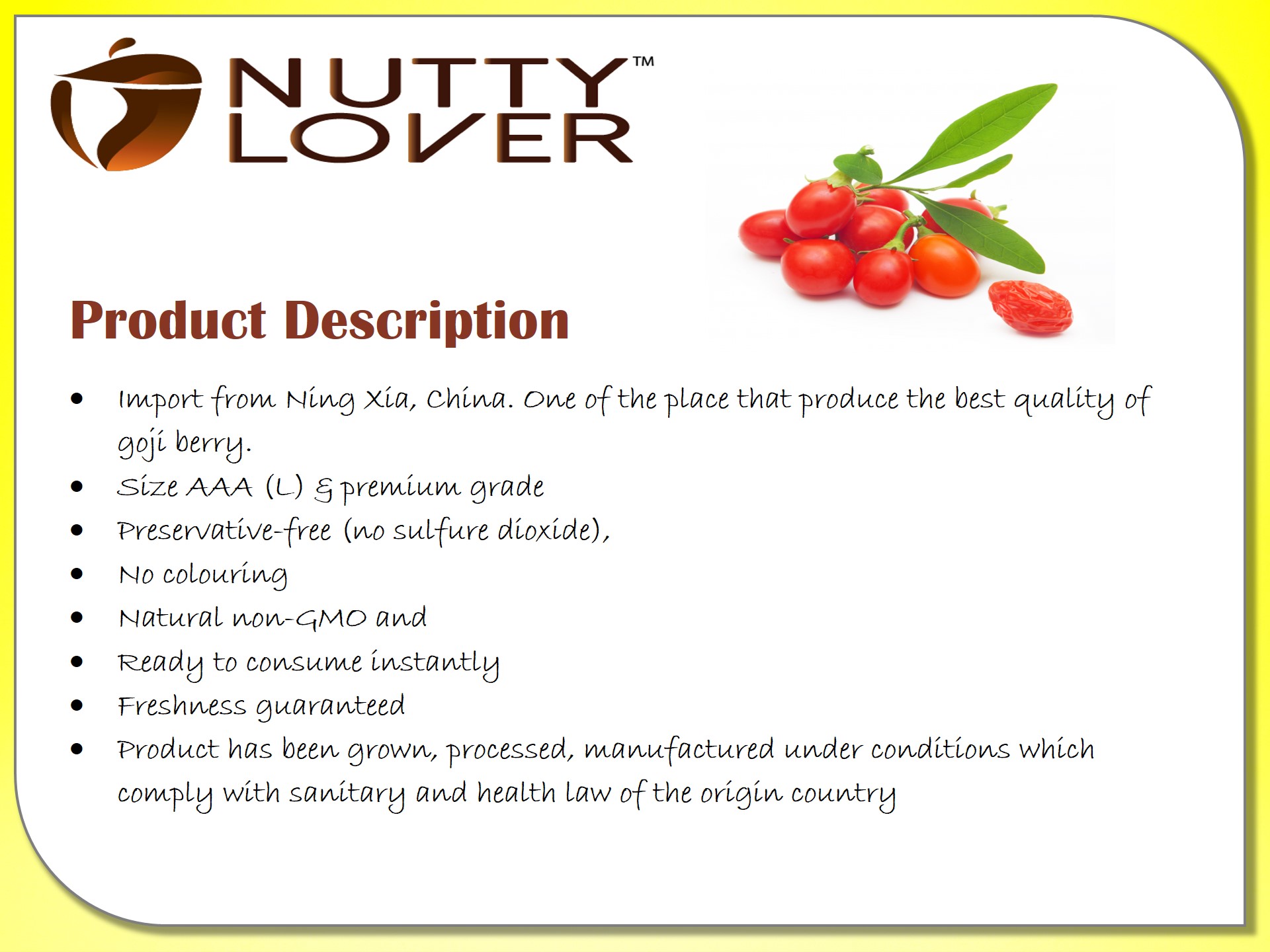 500Gram Dried Goji Berry NingXia China - Nutty Lover