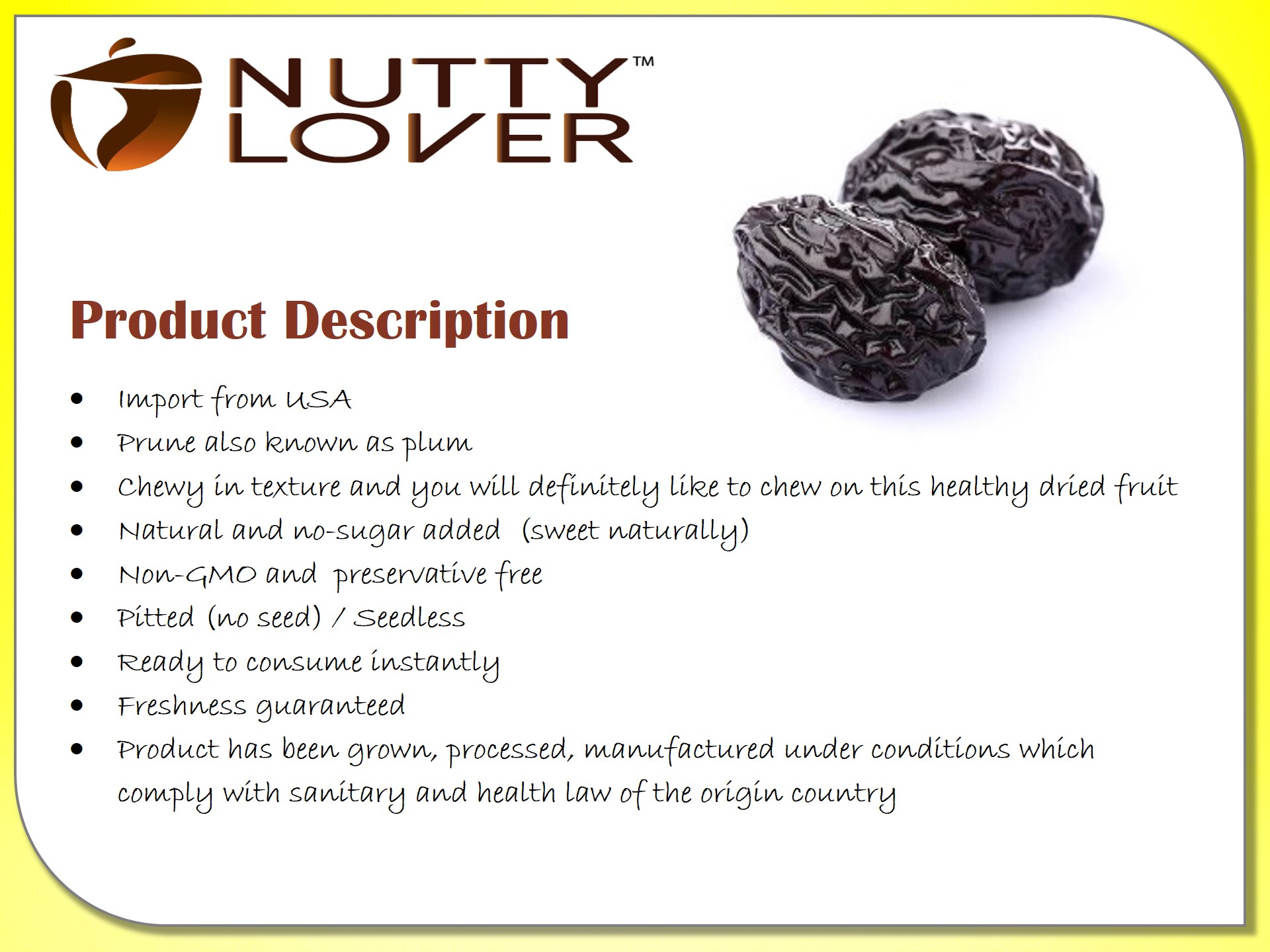 1KG Premium Chewy Prune (Pitted) USA (2 x 500gram) - Nutty Lover